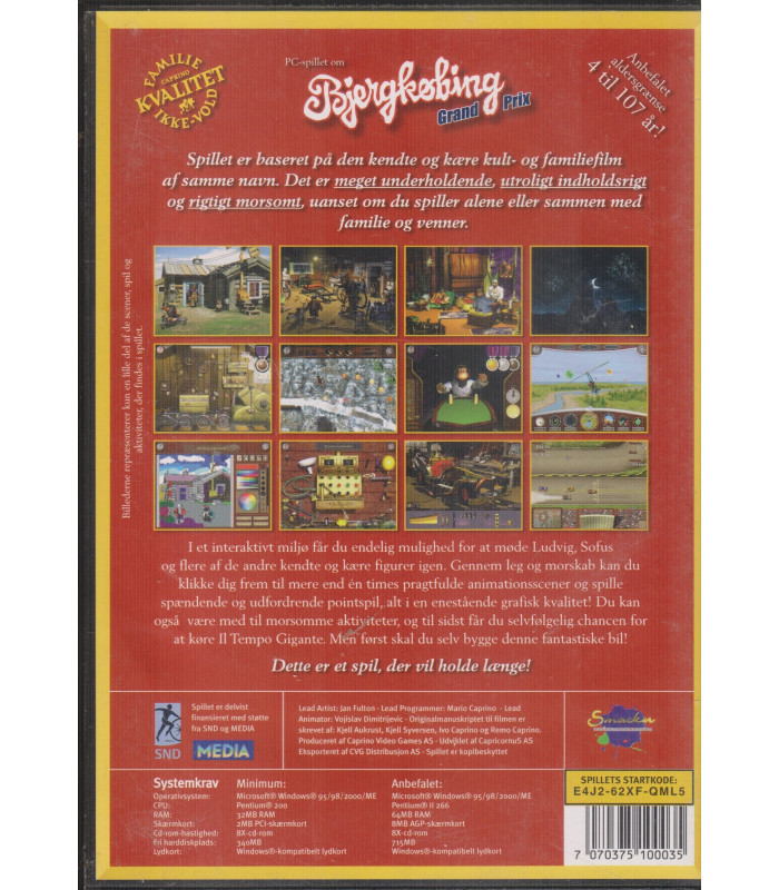 BJERGKØBING GRAND PRIX - BEMÆRK PC-spil - 2 DVD - BRUGT - Jack Music